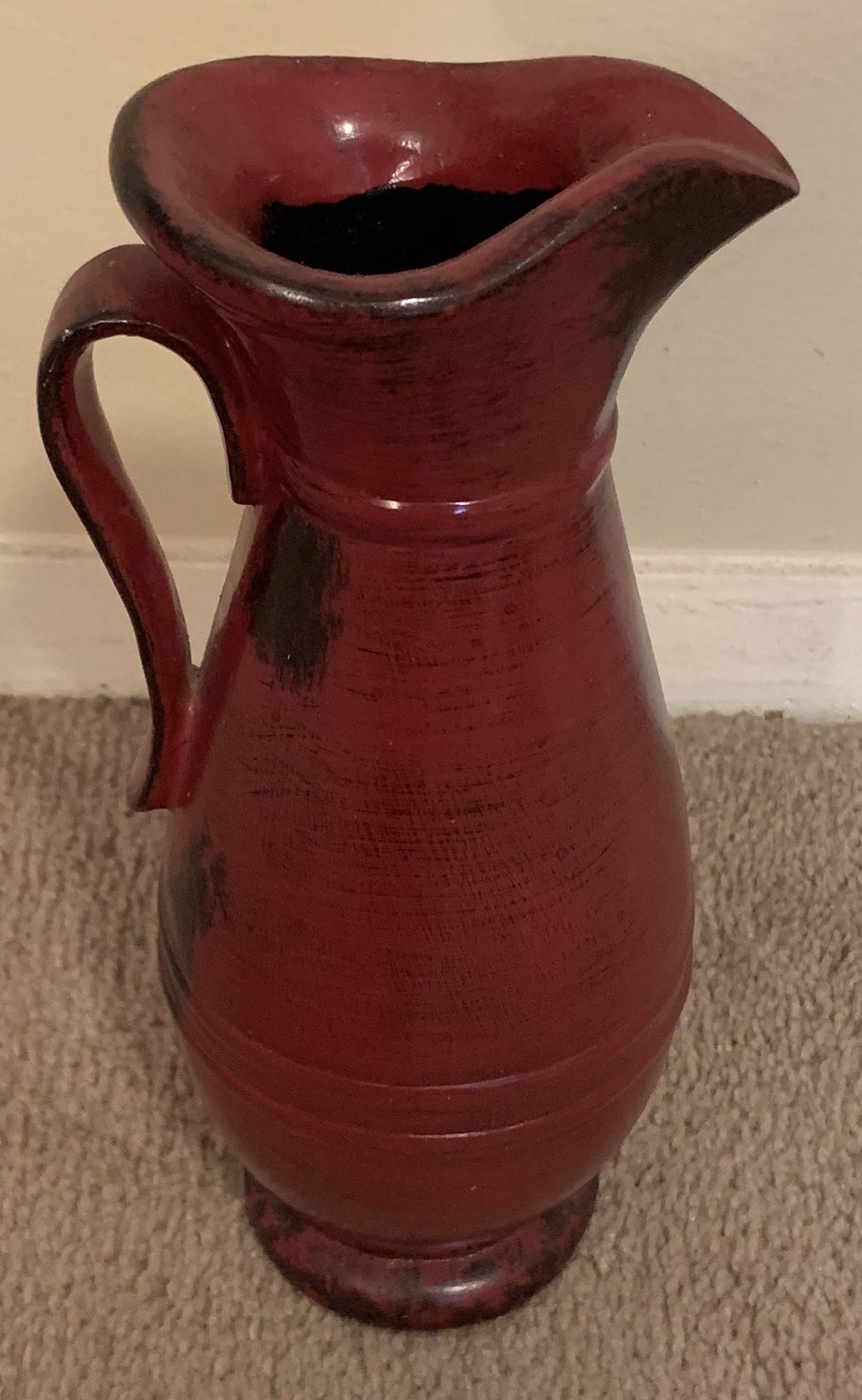 RED DISTRESSED POTTERY PITCHER HOME ART DECOR FARMHOUSE STYLE for Sale ...