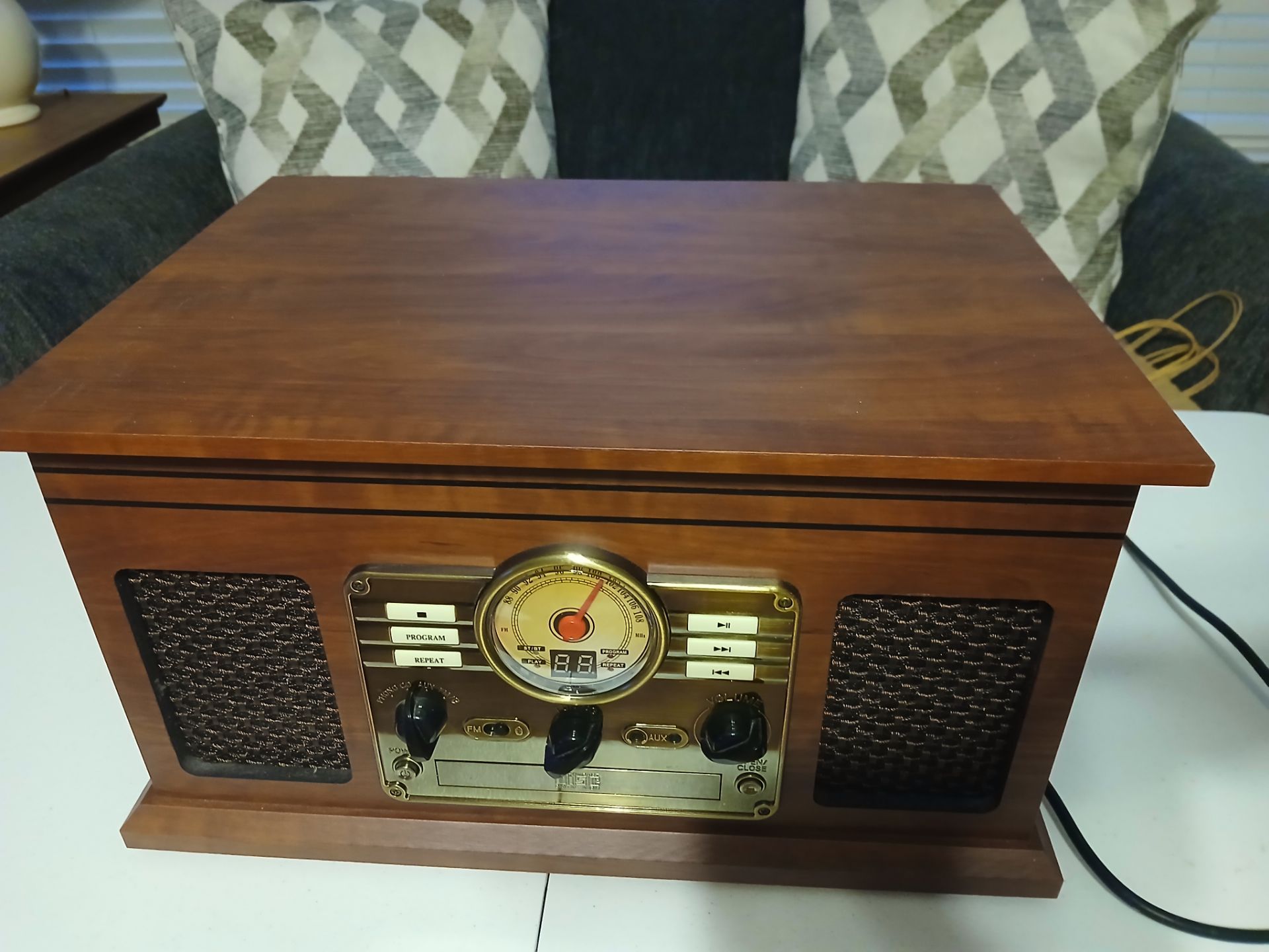 Vintage look record player, cassette player, DVD player and Bluetooth ...