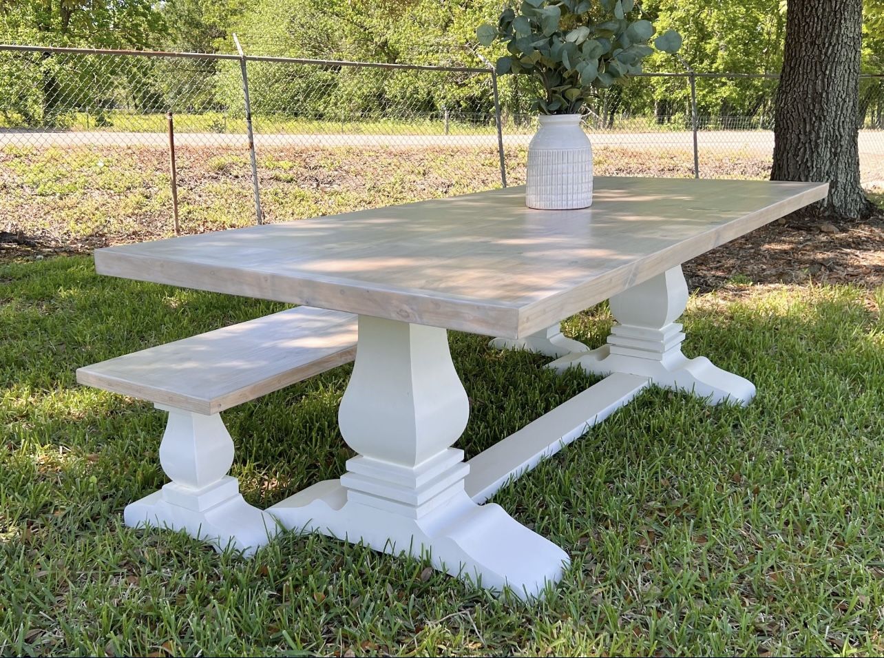AVAILABLE NOW! Custom Built Dining Table Solid wood Farmhouse Set ...