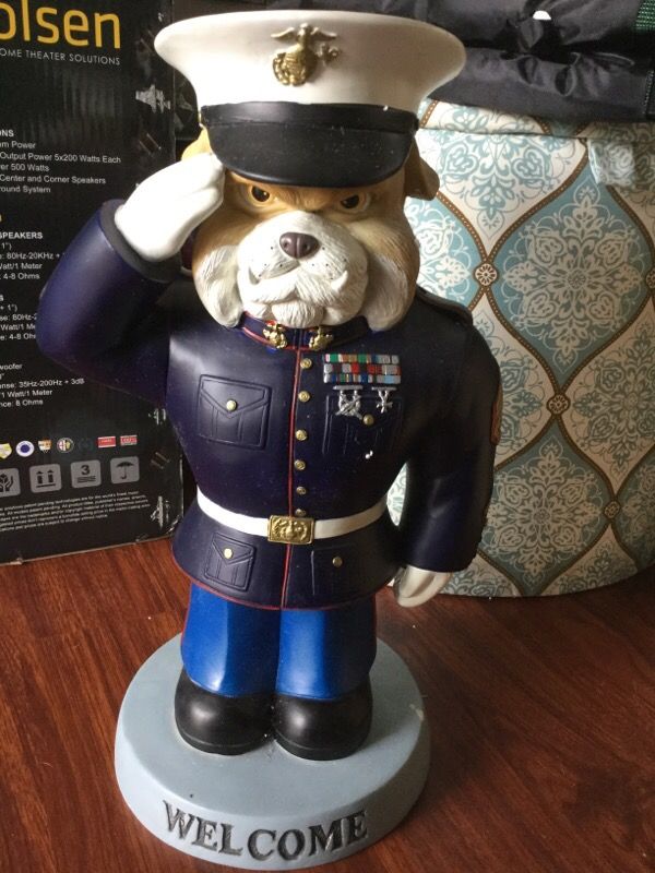 U.S.M.C. Devil Dog Welcome Salute Garden Statue Yard Decoration for ...