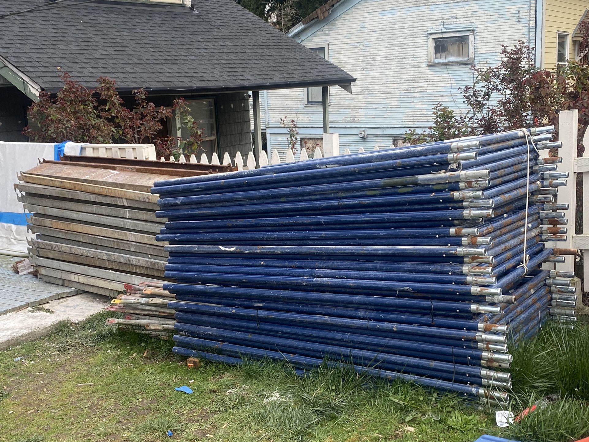 Scaffold With Cross Bars, Straight Bars, Aluminum Plank, And Screw ...