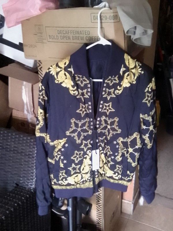Navy Blue & Gold Versace Jacket for Sale in Pompano Beach, FL - OfferUp