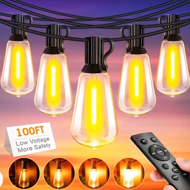 Brightown Outdoor String Lights - Connectable Dimmable LED Patio String ...