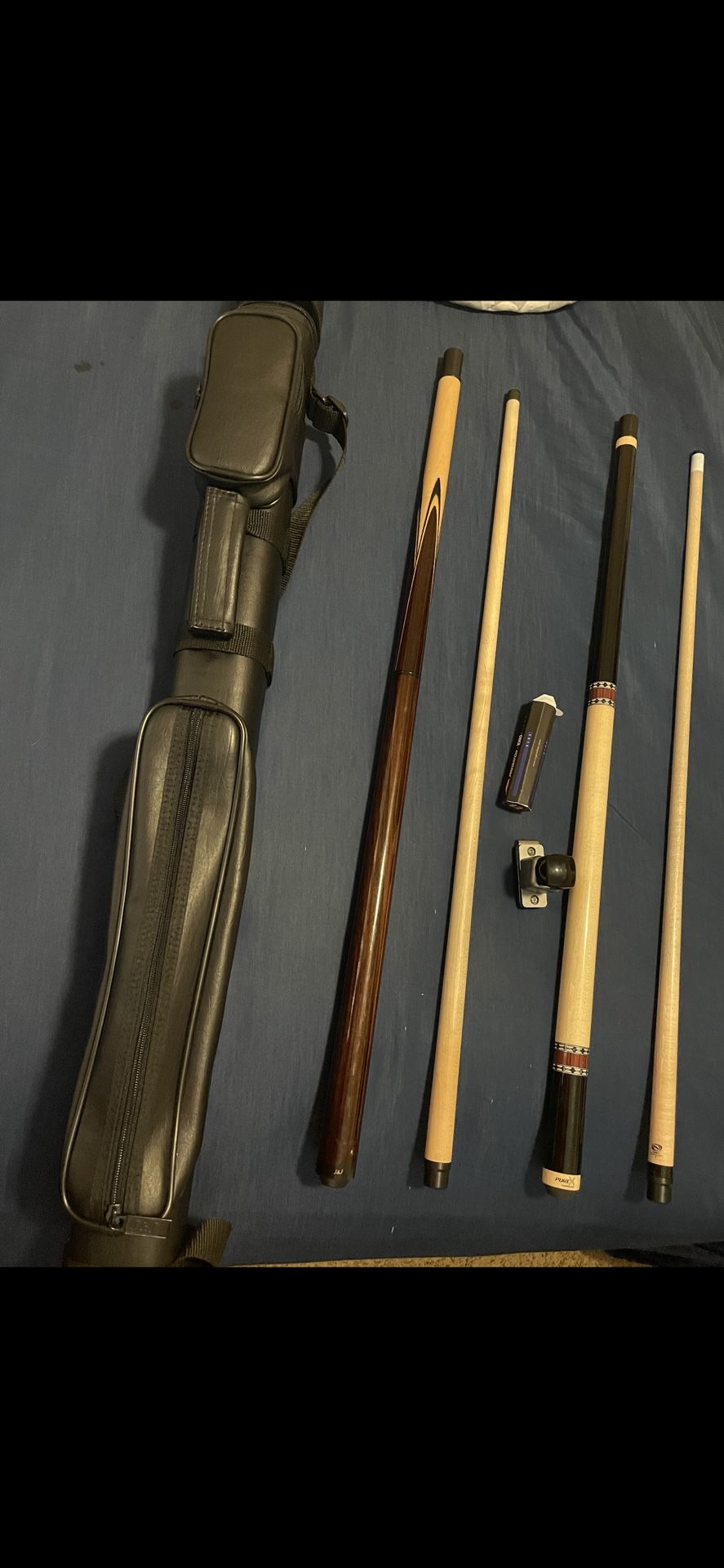 2 billiard Sticks (break Stick & Cue Stick) & a 2x2 Hard Plastic Bag ...