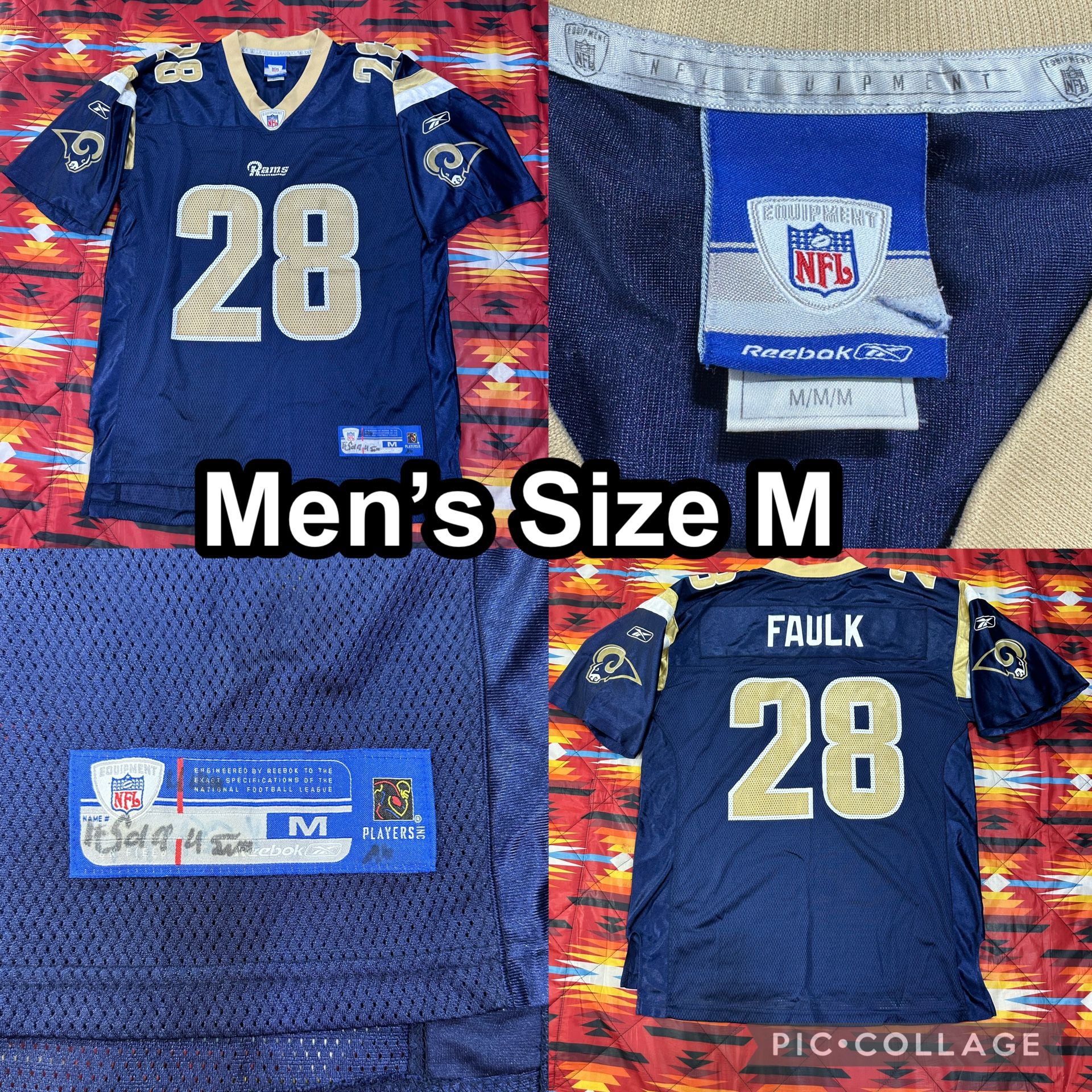 Vintage NFL Marshall Faulk #28 St. Louis Rams Reebok Blue Jersey Men’s ...