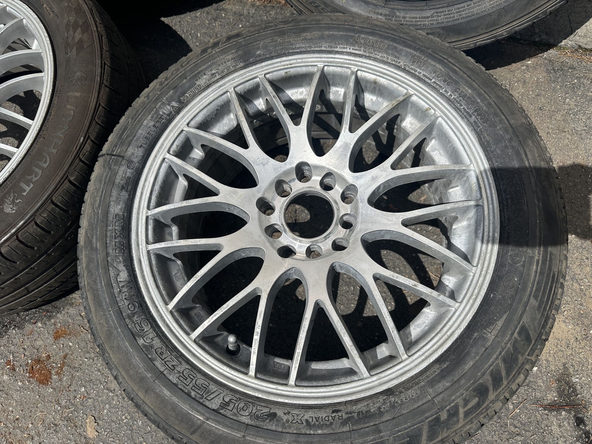 16 inch aluminum sporty rims 5 on 100mm 5 on 4.5 inches one is cracked ...