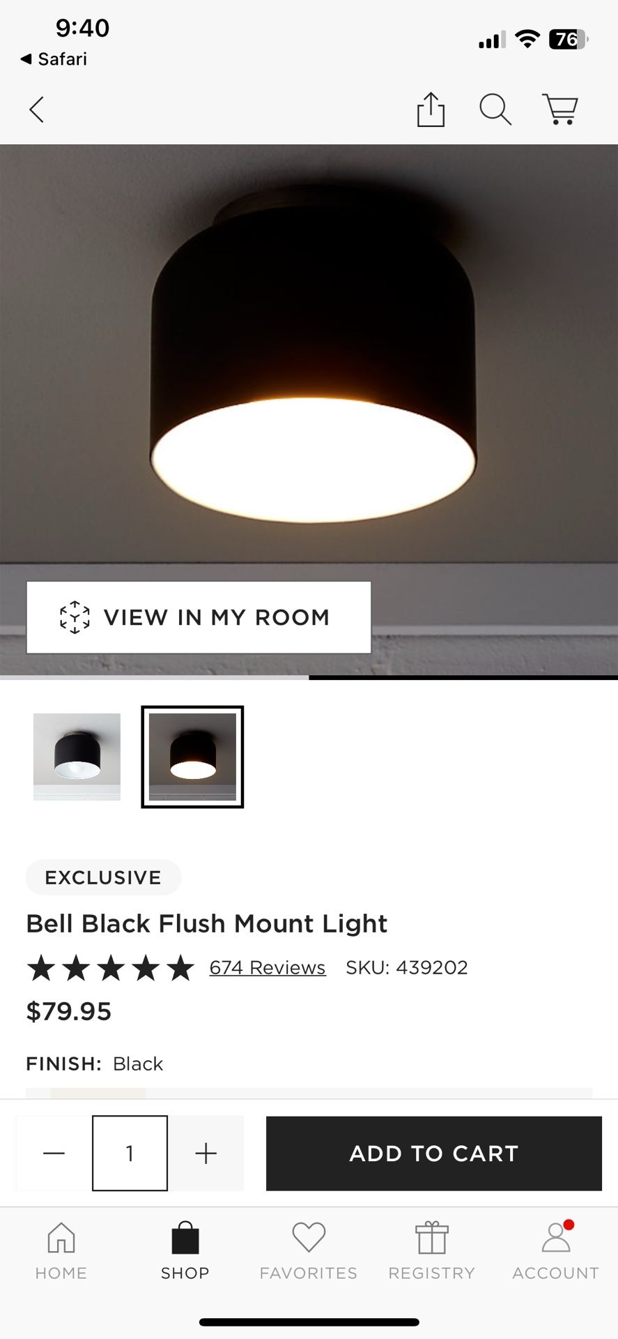 Cb2 Bell Black Flush Mount Light for Sale in Redondo Beach, CA - OfferUp