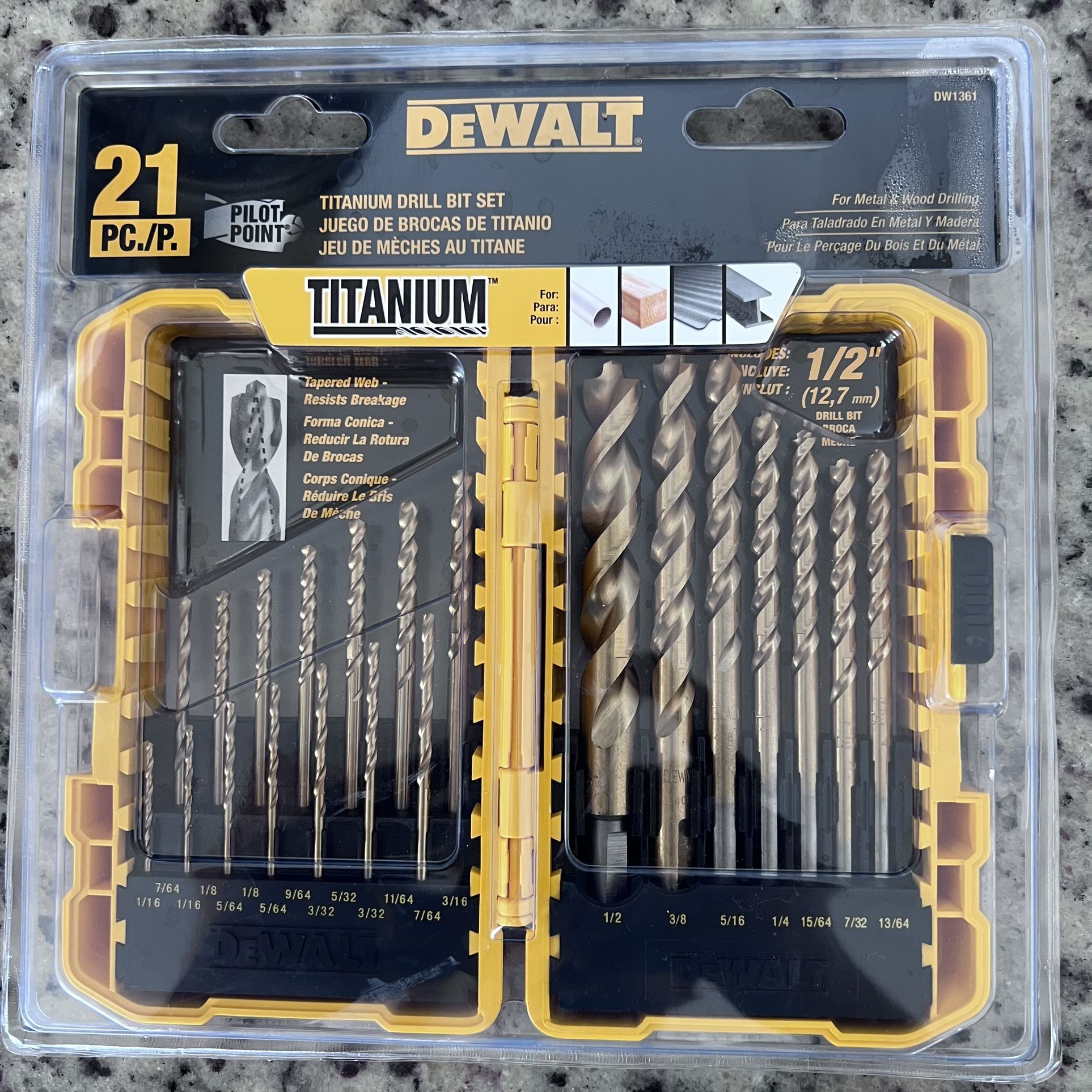 DeWalt Titanium Pilot Point Drill Bit Set 21 pc for Sale in Fort Worth, TX - OfferUp