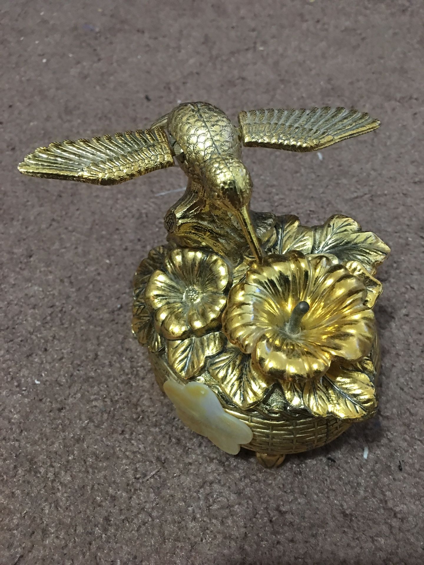 Vitntage Gold Tone Hummingbird Music Box mechanical Bird Musical for ...