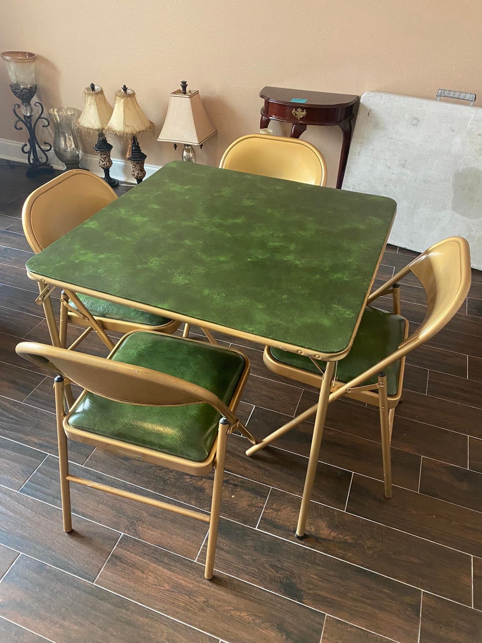 Vintage Mecoline MCM Folding Card Table & 4 Chairs for Sale in Houston ...