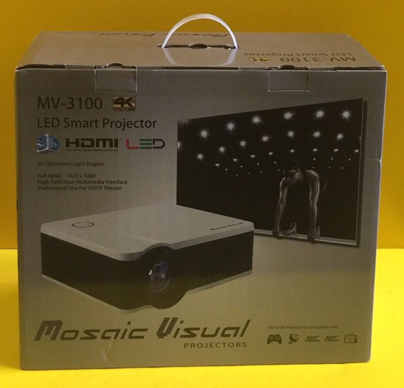 Mosaic Visual MV 3100 4K Ultra HD 3D LED Smart Projector and Screen - BRAND NEW NEVER BEEN USED ...