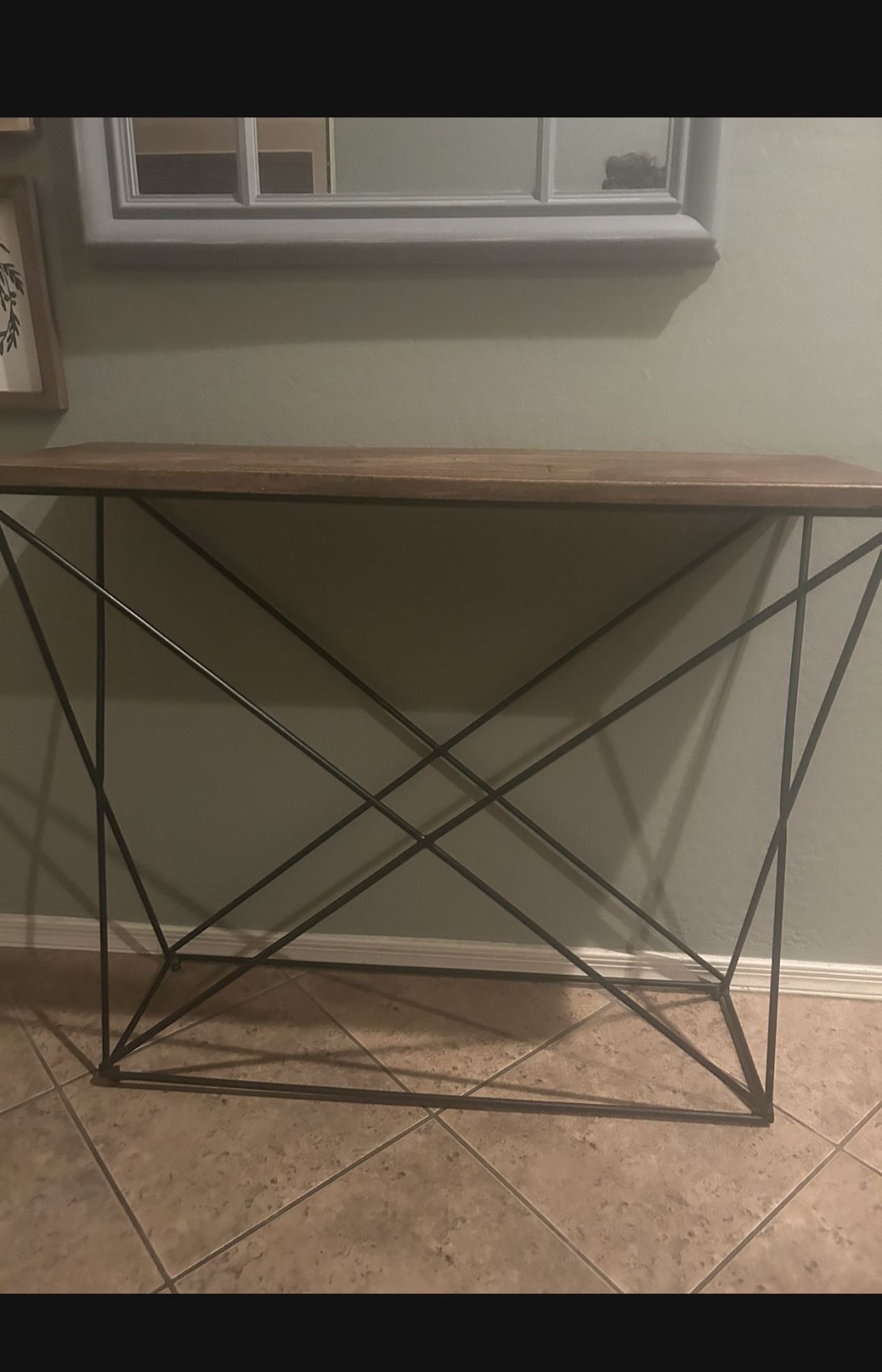 Wood And Metal Console Sofa Table Hall Entry Way Table 3ft Wide X 30 ...