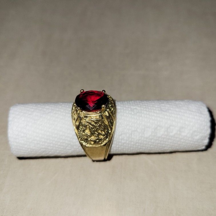 Custom Imitation Plated Ring With Red Imitation Stone for Sale in ...