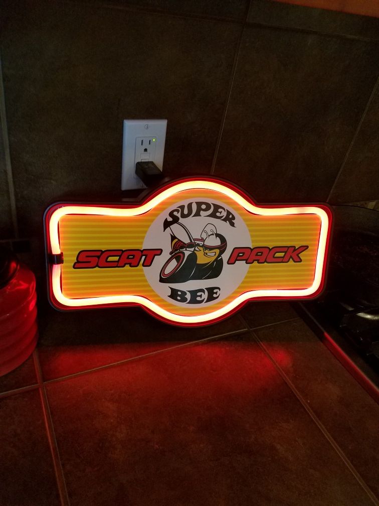 Neon led scat pack bee logo muscle car Plymouth lighted sign for Sale ...