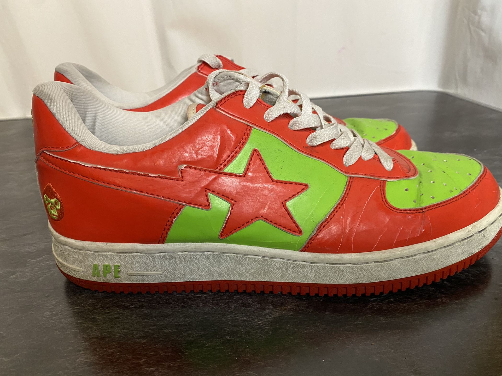 A Bathing Ape Bape Bapesta Neon Alien Baby Milo men’s 13 Vintage Shoes ...