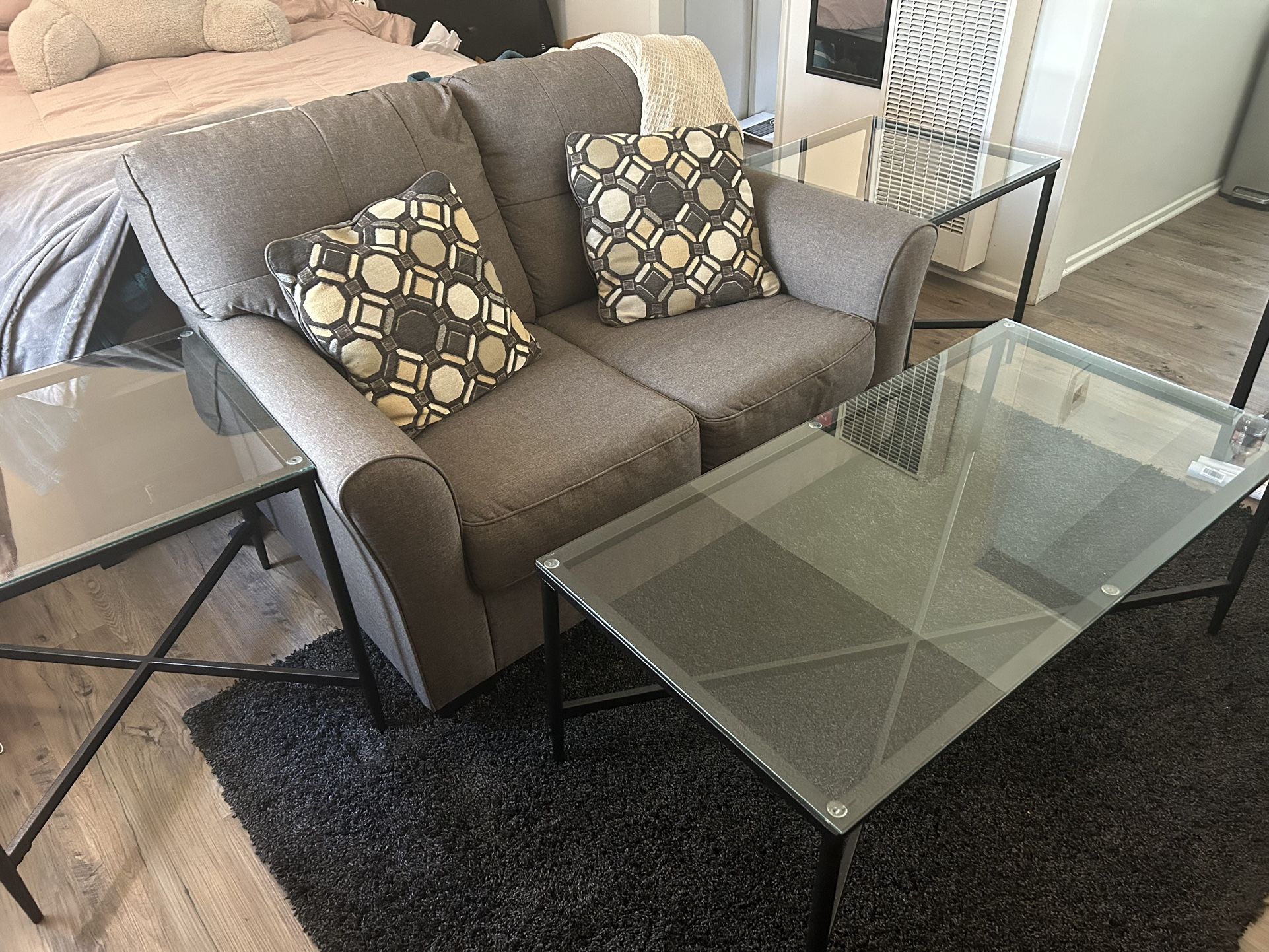 Moving Sell- Couch Love Seat, Rug, Coffee Table, Side Tables, Rug for ...