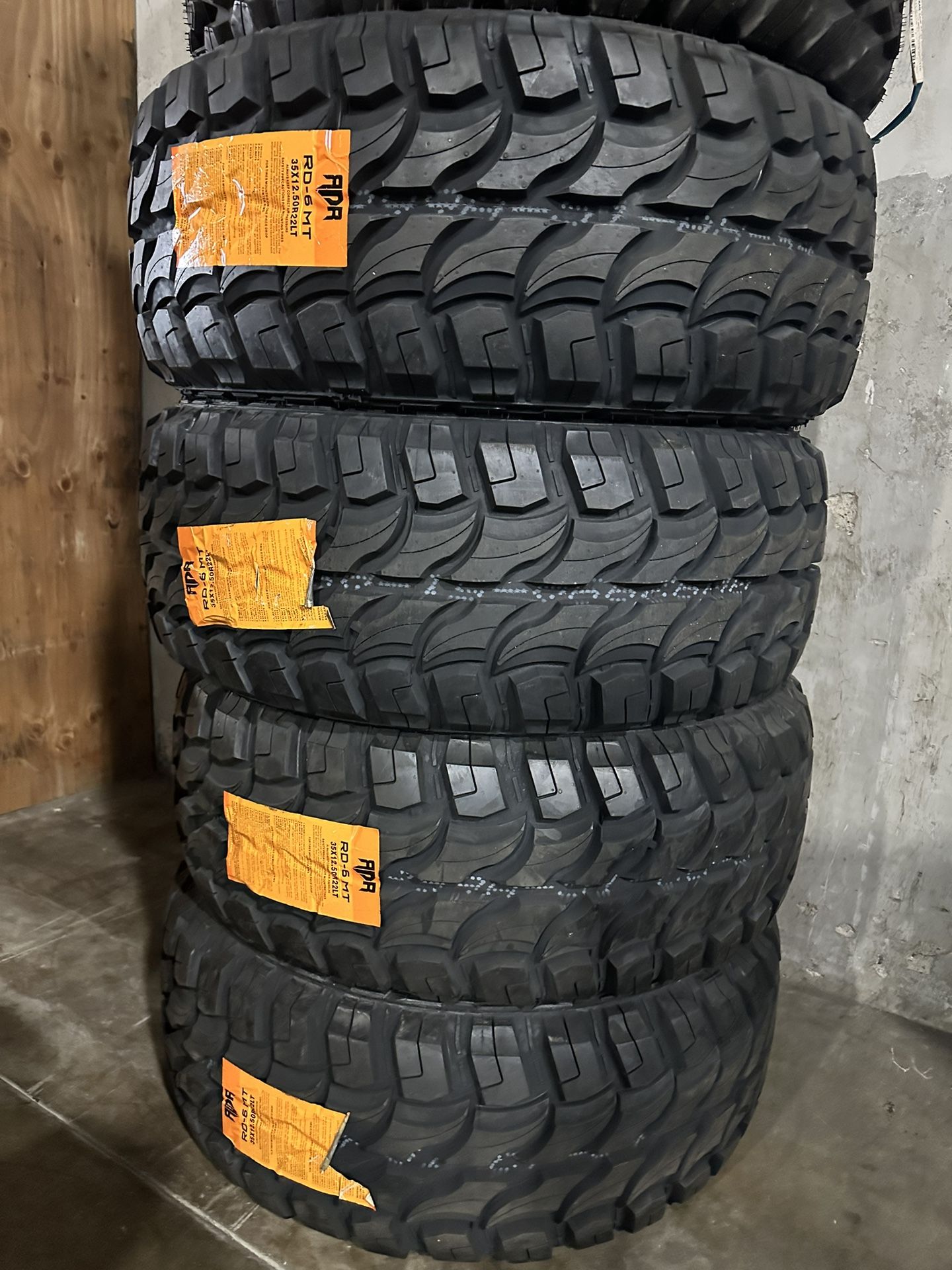 35x12.50R22 RDR Mud Terrain Tires installed (4) New 50,000 Mile ...