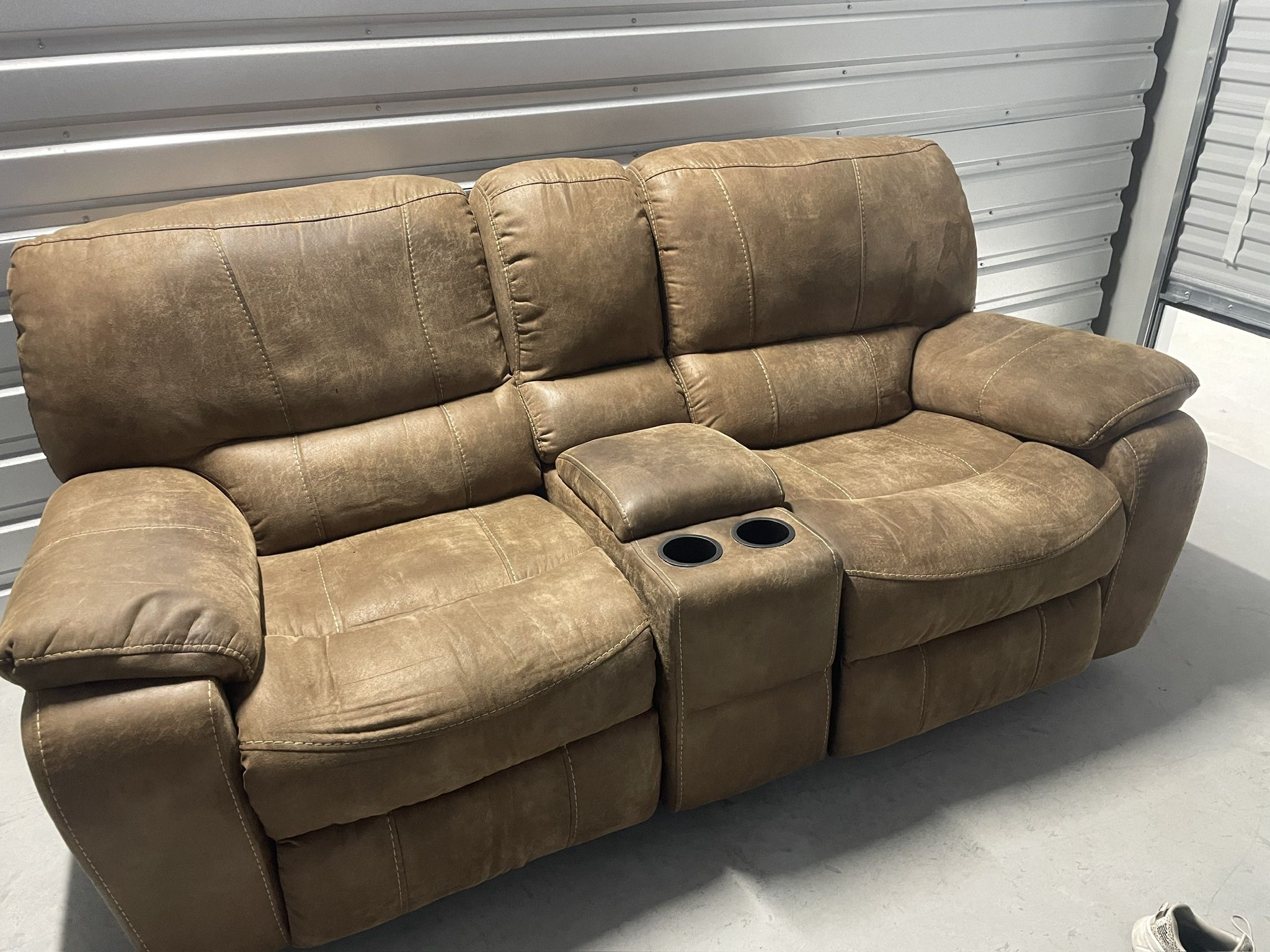 Microfiber Brown Recliner With Storage Center for Sale in Gulfport, FL ...