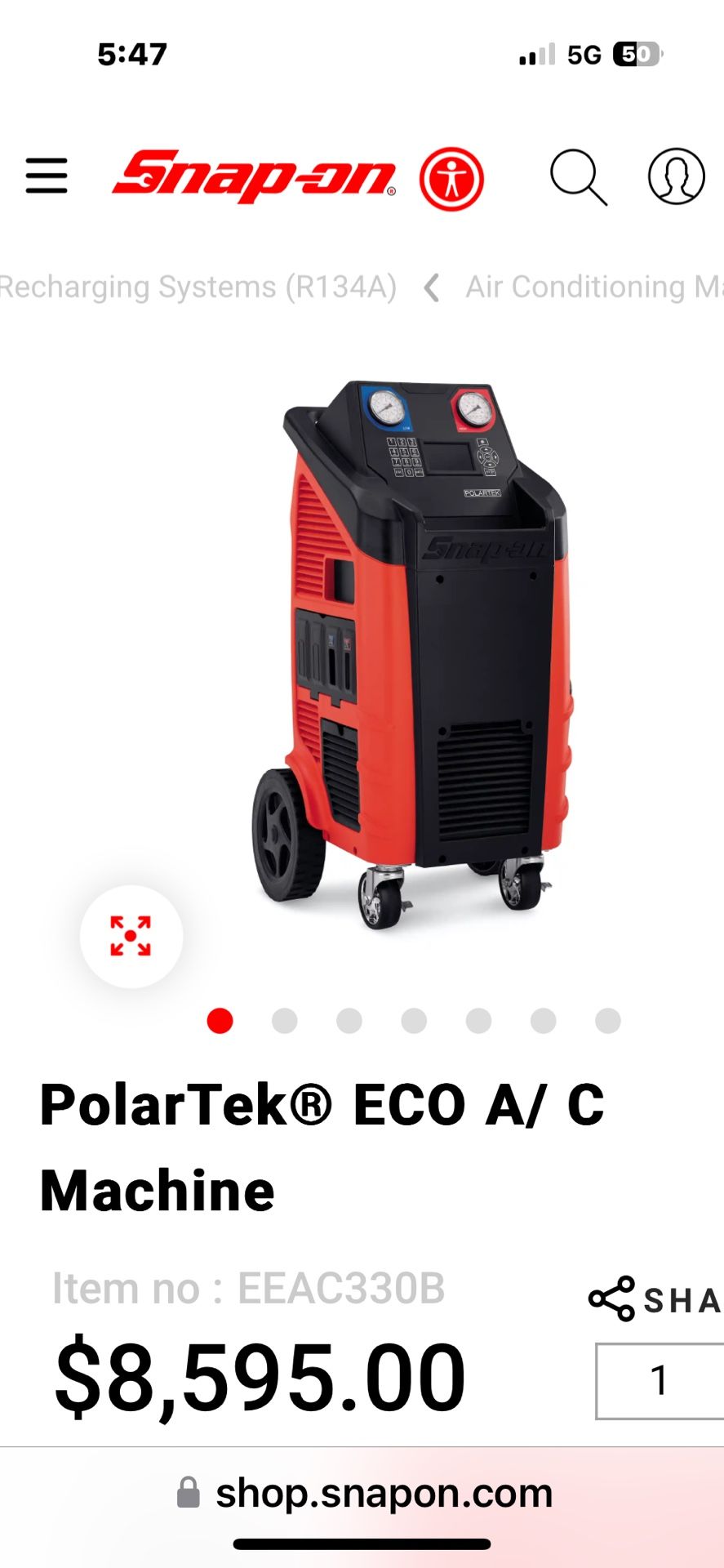 SNAP ON POLARTEK ECO A/C MACHINE for Sale in Elk Grove, CA - OfferUp