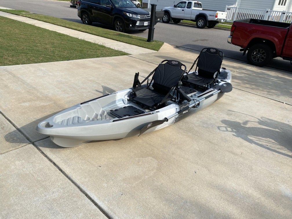 BKC TK122 Angler 12-foot, 8 inch Tandem Sit On Top Fishing Kayak w ...