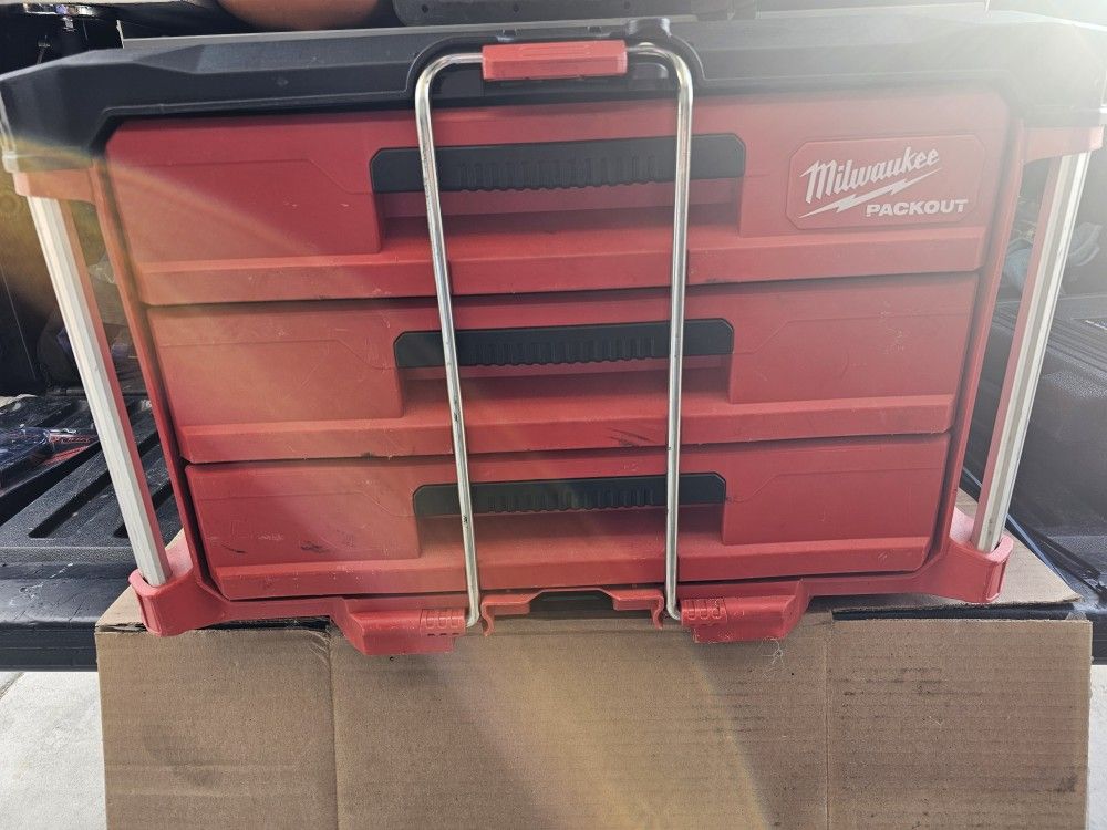 Milwaukee 48-22-8443 PACKOUT 3 Drawer Durable Tool Box w/ 50lbs ...