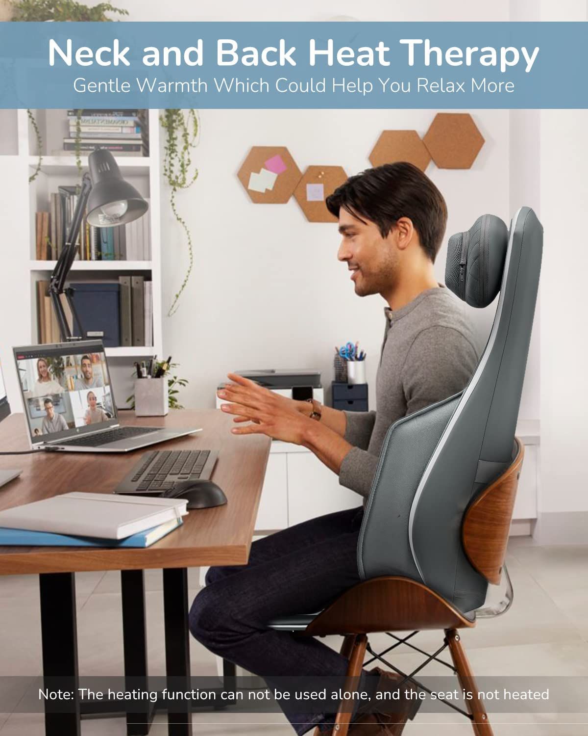 Neck Back Massager Cushion Shiatsu Massage Chair Pad for Home or Office Back Massager with Heat Adjustable Compression and Vibration for Full Ba Household