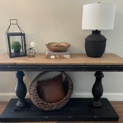 Distressed Black Double Pedestal Console Table Entry SofaTable for Sale in Garland TX OfferUp