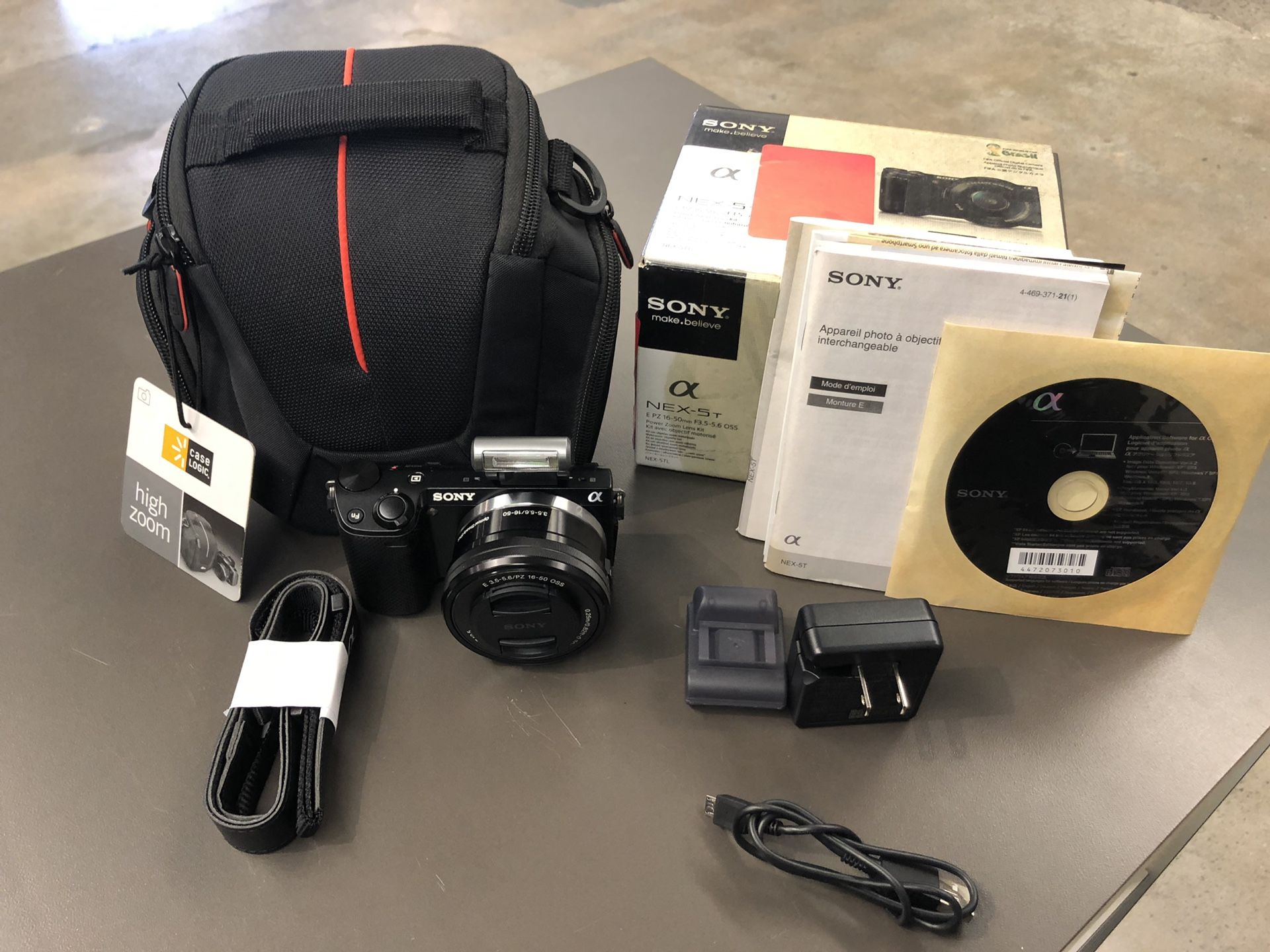 Sony Alpha NEX-5T mirrorless dig camera 16.1 mp with 16-50mm lens flash ...