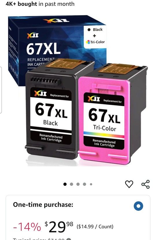 Replacement Ink Cartridge for HP 67 XL Black 67 XL Color Combo Pack ...