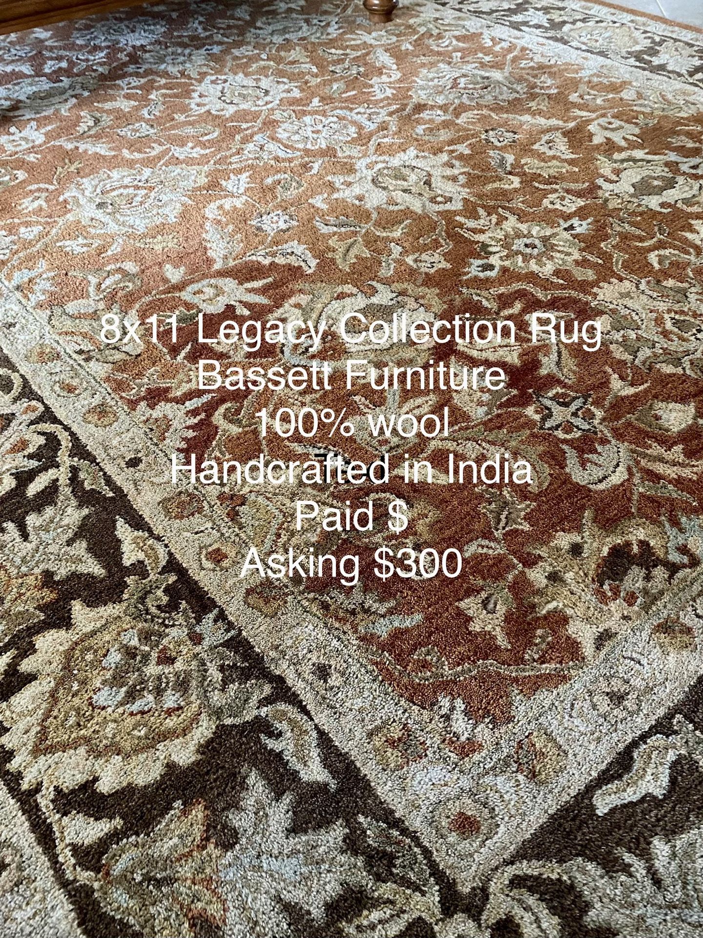 Legacy Collection Wool Area Rug Made For Bassett for Sale in Port St ...