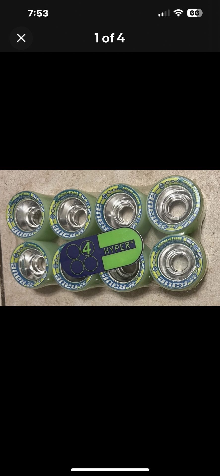 New Rare Hyper Rave groove urethane 04 Roller Skate Wheels Set glow-in ...
