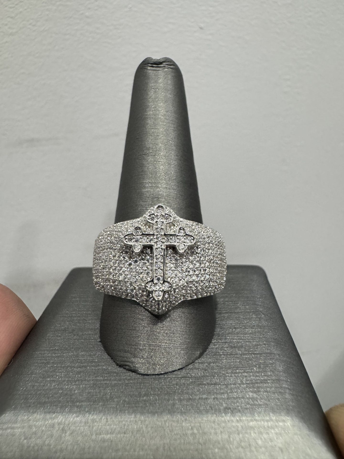 Iced Out Cross Ring | 950 Silver & CZ Stones for Sale in Miami, FL ...