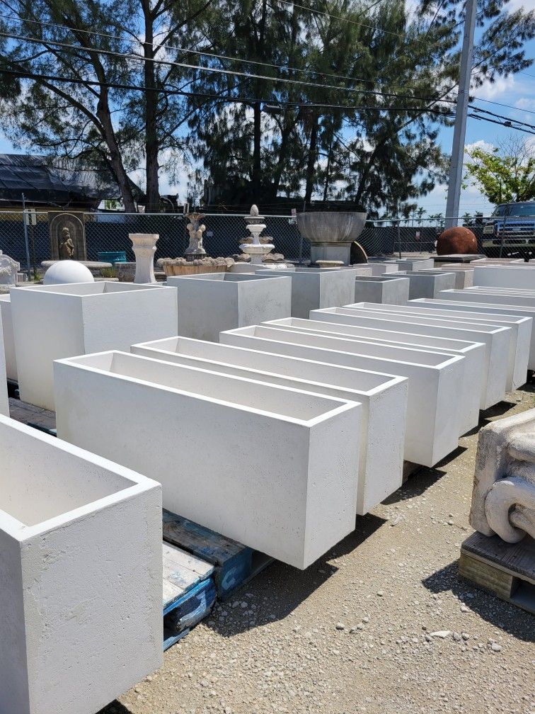 Concrete Large Rectangular Planters / Cement Backyard Patio Garden ...