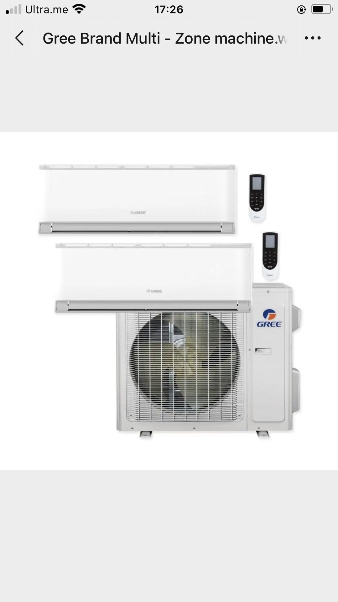Gree Brand Multi- Zone 18000Btu Condenser And 2 Heads Each 12000Btu ...