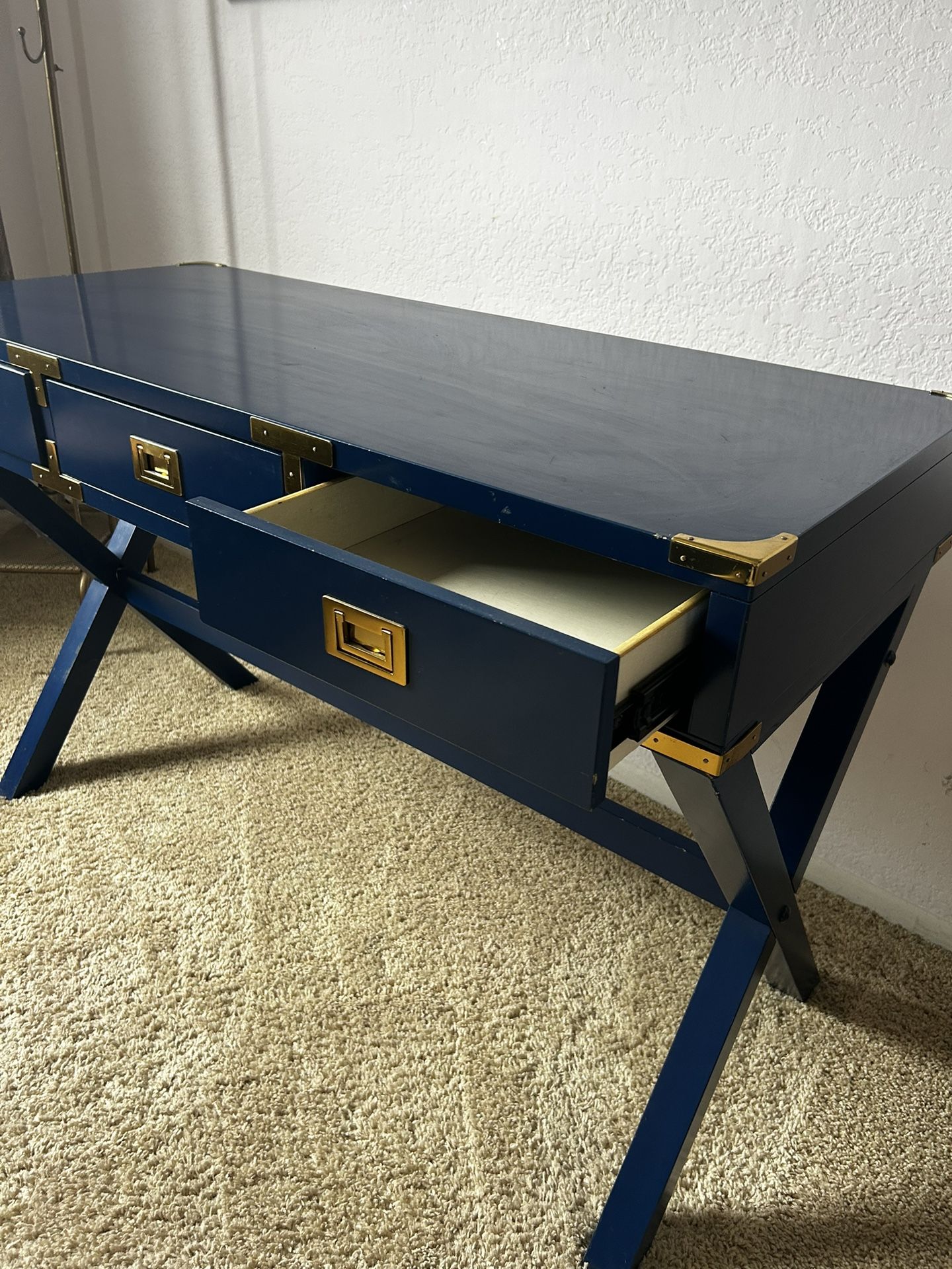 Bold Navy Blue Writing Desk with Gold Accents for Sale in Los Angeles ...