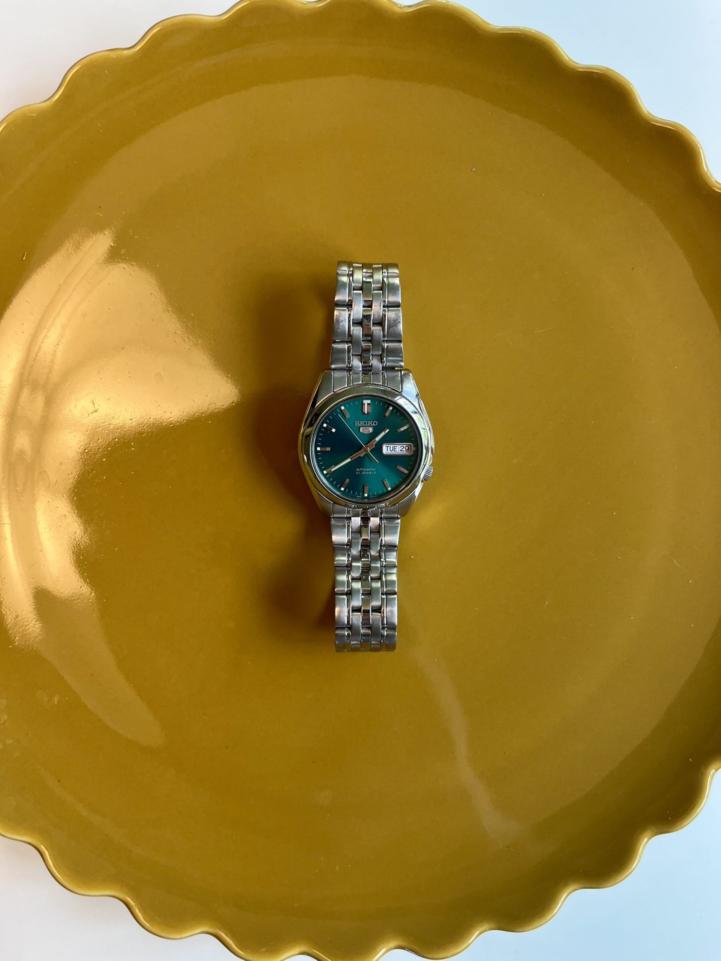 Rare Seiko 5 Automatic SNK543k Green Emerald Dial Emboss Logo Watch for ...