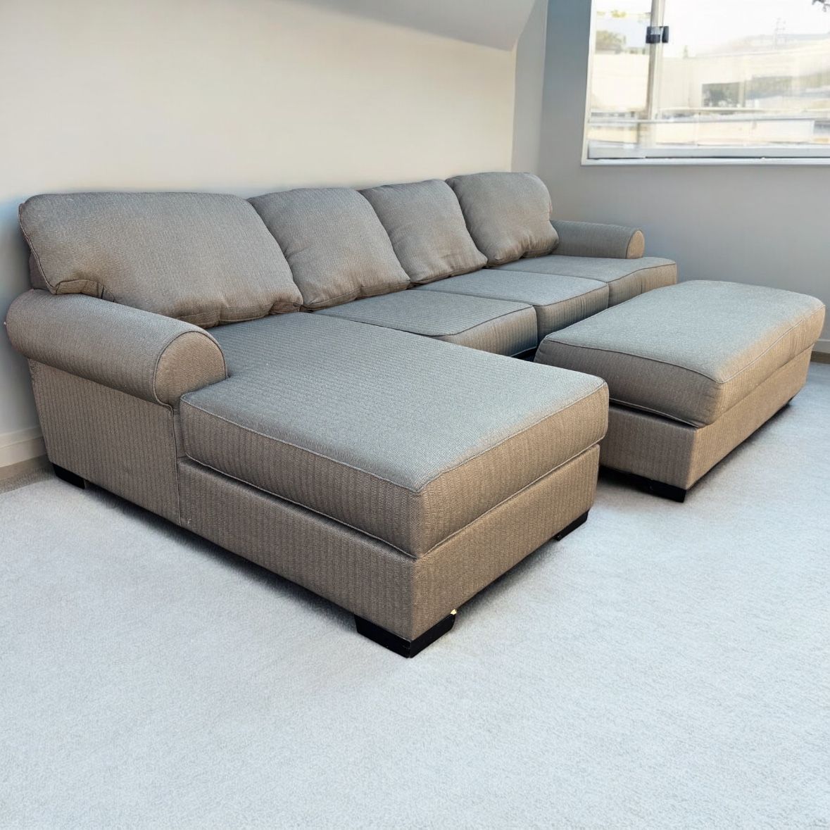 Long Gray Couch with 5 ft Ottoman - Deep Seats - We can deliver for ...