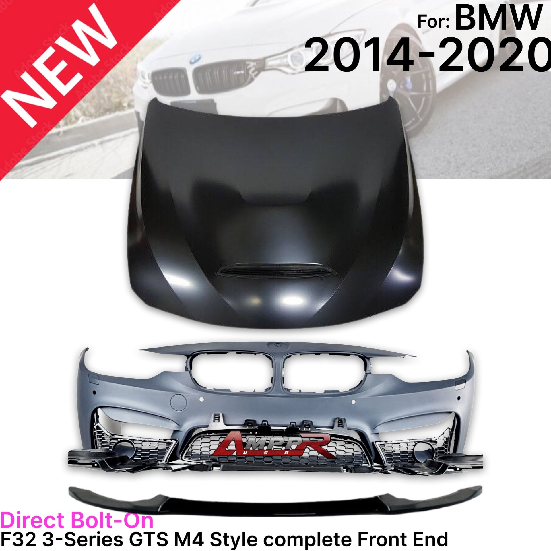 12-18 Bmw F30 M3 Style Body Kit Front Rear Bumper Complete Fits 320i ...