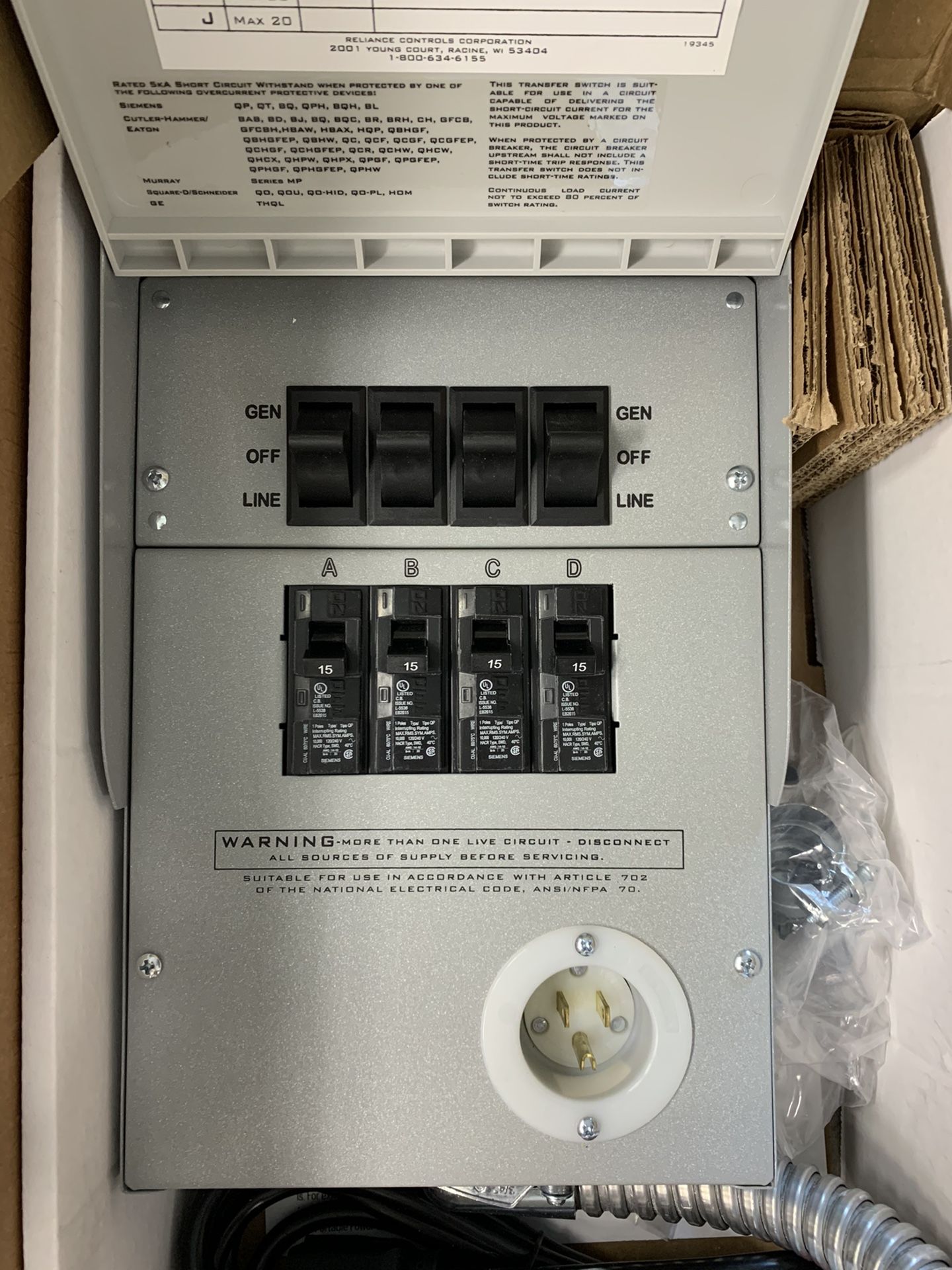 Goal Zero Yeti Home Integration Kit (Reliance Transfer Switch) for Sale ...