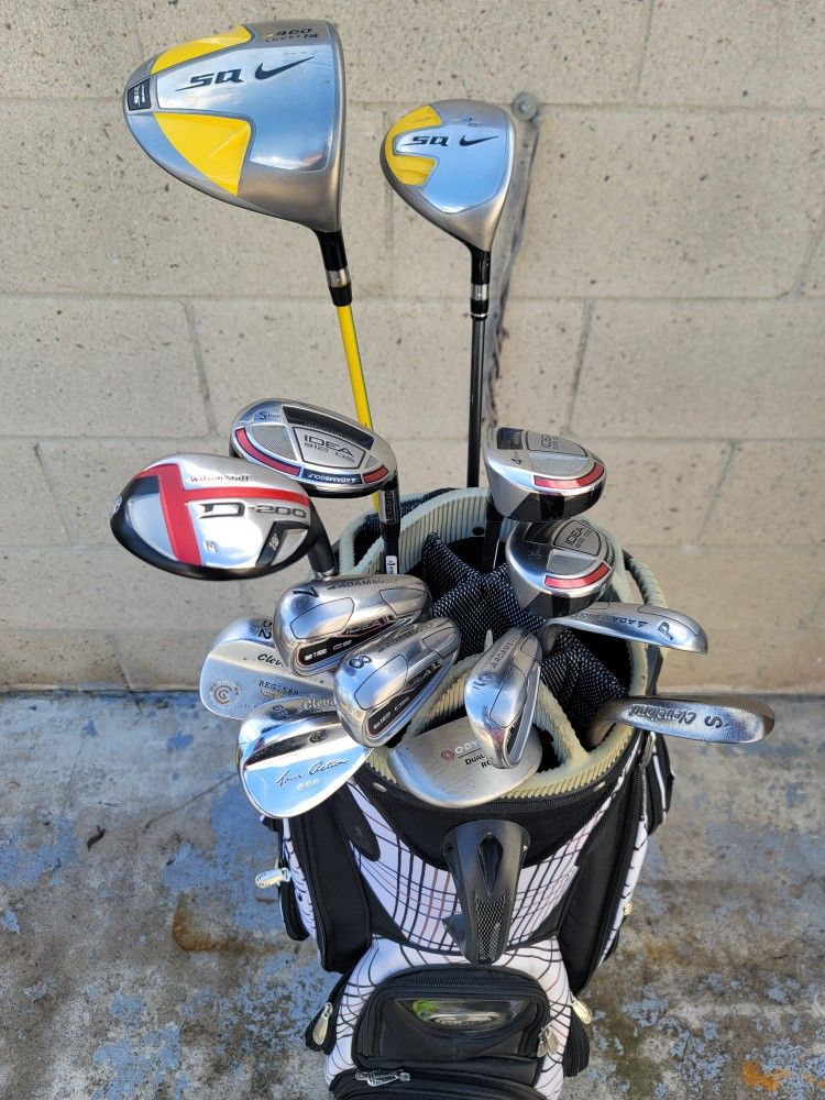 Nike & Adams Golf Set Regular Flex Right Handed W/Balls, Tees ...