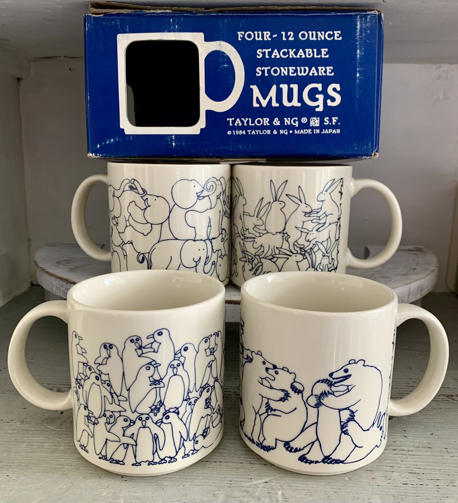 Set of 4 vintage 1984 Taylor & Ng Mugs in original box. Unused. Beige ...