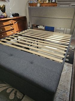 Wanda upholstered platform bed frame with storage store
