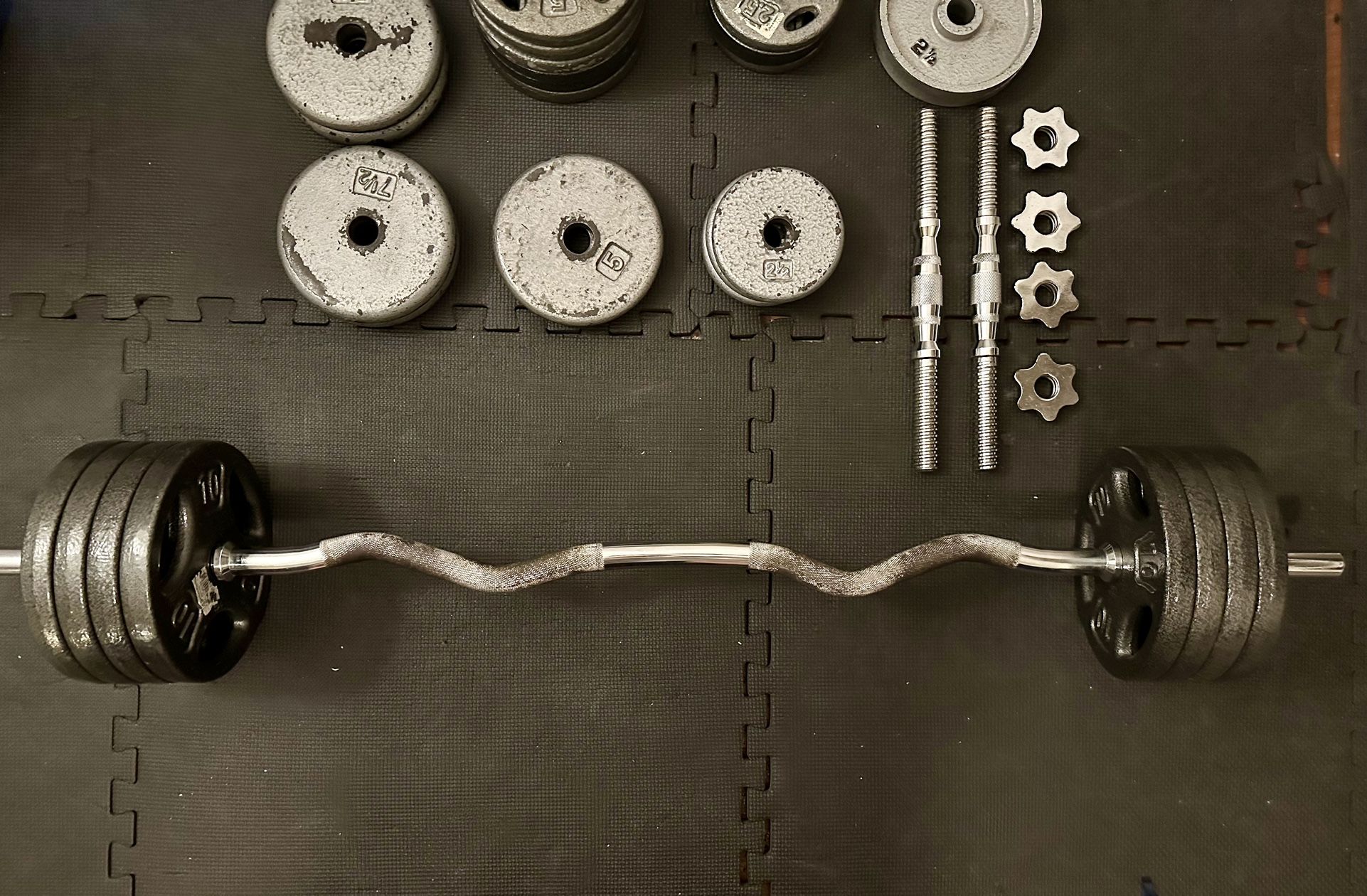 Iron Adjustable Dumbbell Set, Curl Bar, Bench for Sale in Seattle, WA ...