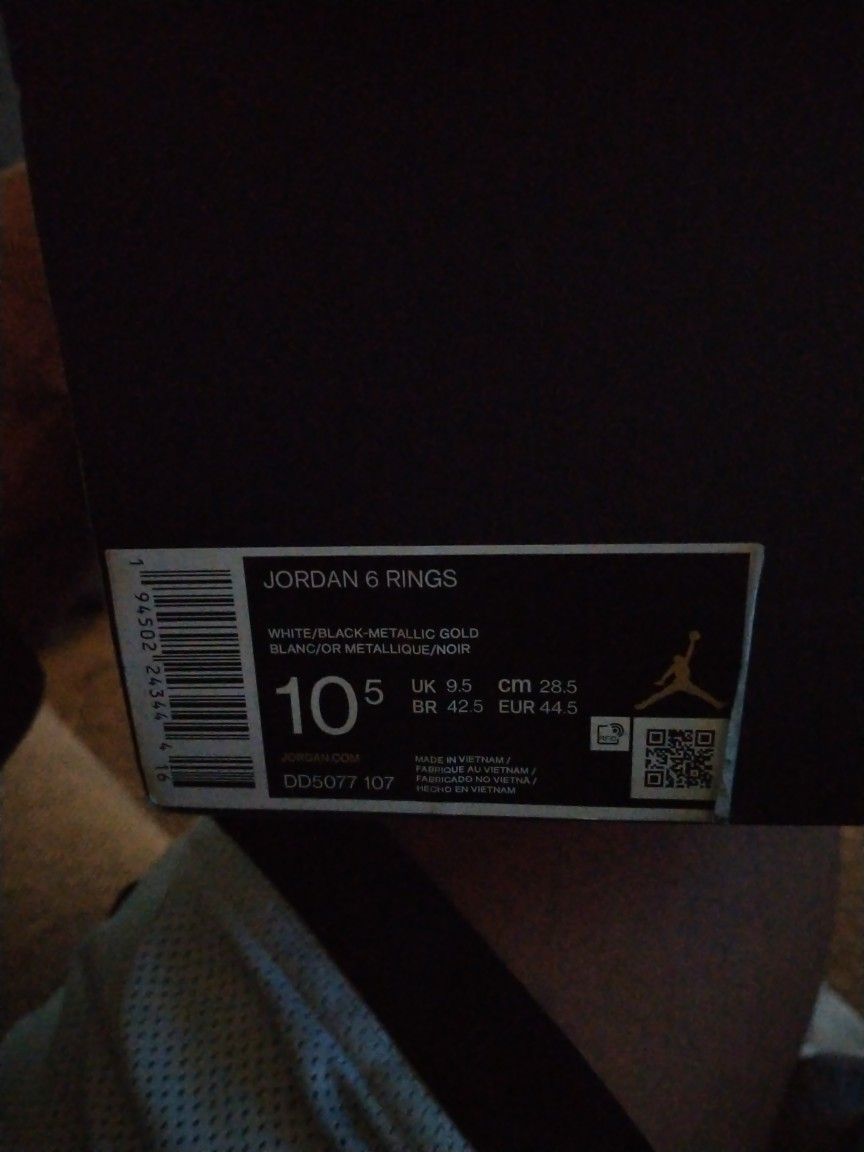 Jordan Six Rings White And Black 10.5 And Box for Sale in Jacksonville ...