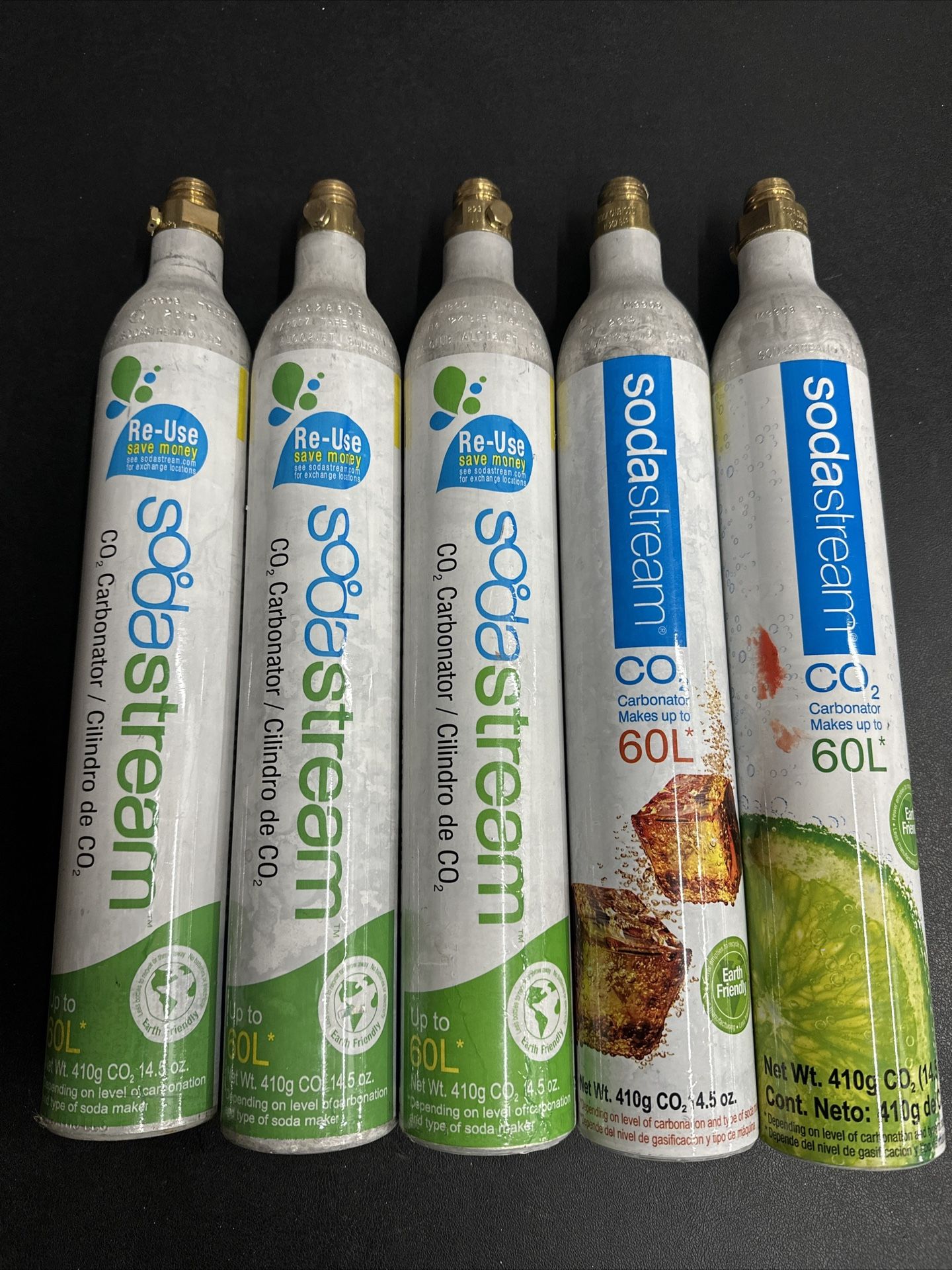 Lot 5 EMPTY Sodastream CO2 Canisters Gas Tank Bottles 14.5oz 60L Soda ...