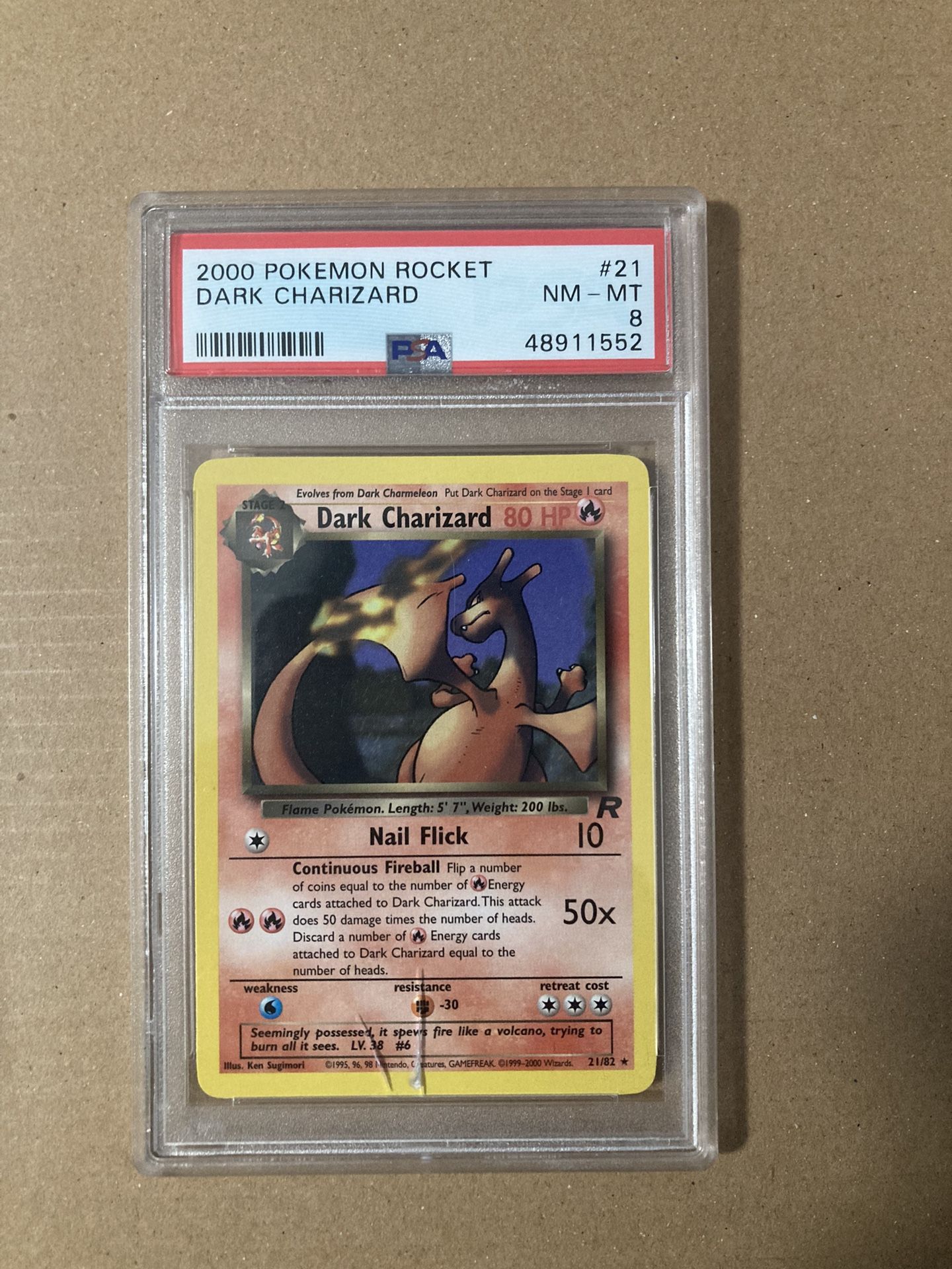 TCG PSA 8 TEAM ROCKET DARK CHARIZARD NON HOLO ( LIGHTLY SCRATCH ON CASE ...