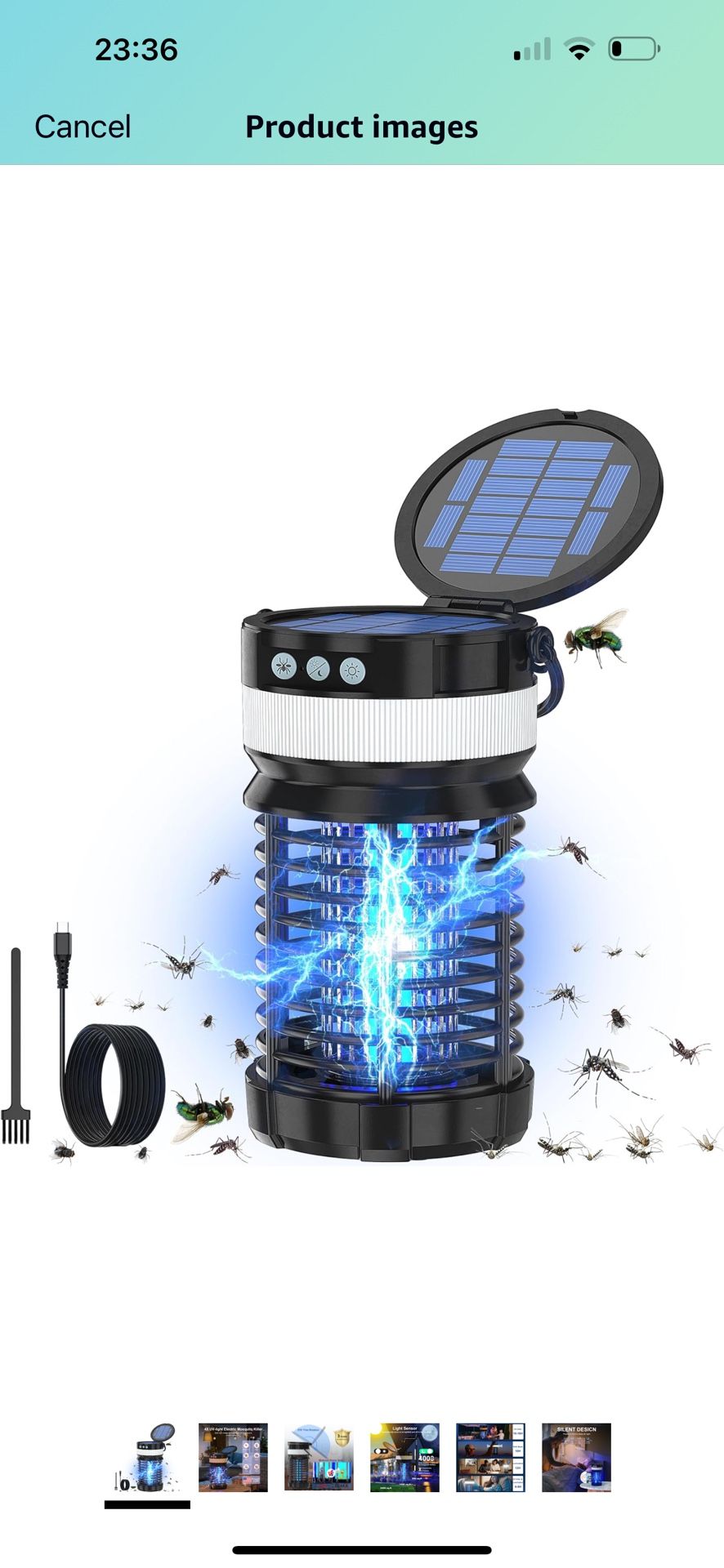 Brand New Solar Bug Zapper Outdoor,Cordless Rechargeable Mosquito ...