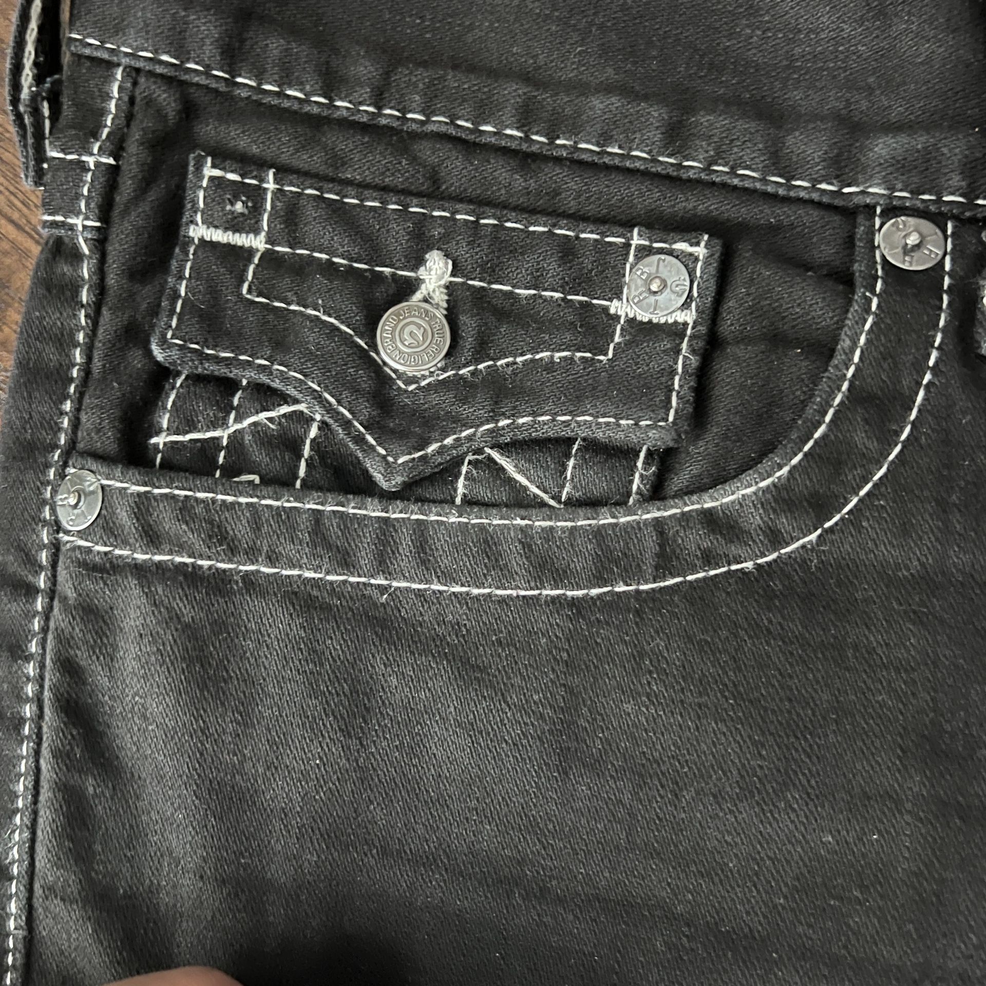 Black True Religion Jeans White Stitching