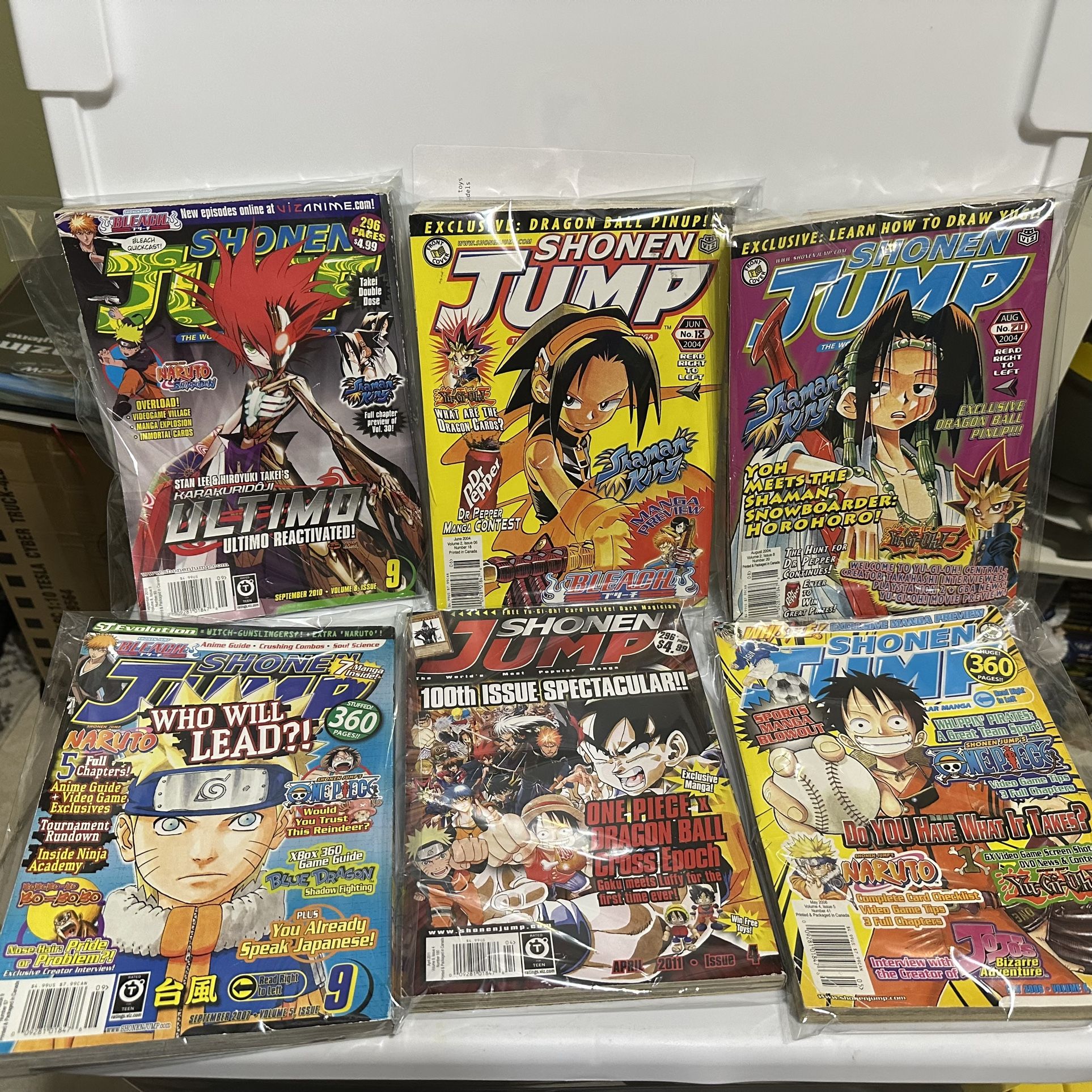 Shonen Jump Lot 6 Manga Magazines Comics 2004 2006 2007 2010 2011 100th ...