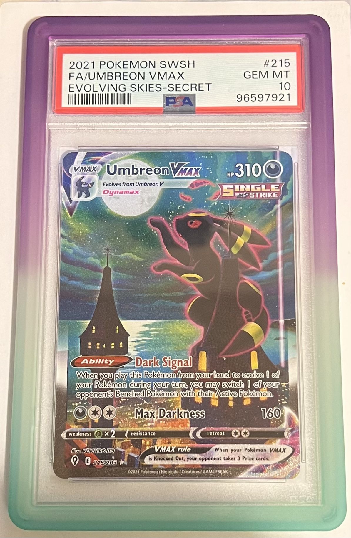Pokemon 2021 Umbreon VMAX 215/203 Alt Art Evolving Skies GEM MINT PSA 10 For Sale/Trade at 85% ...